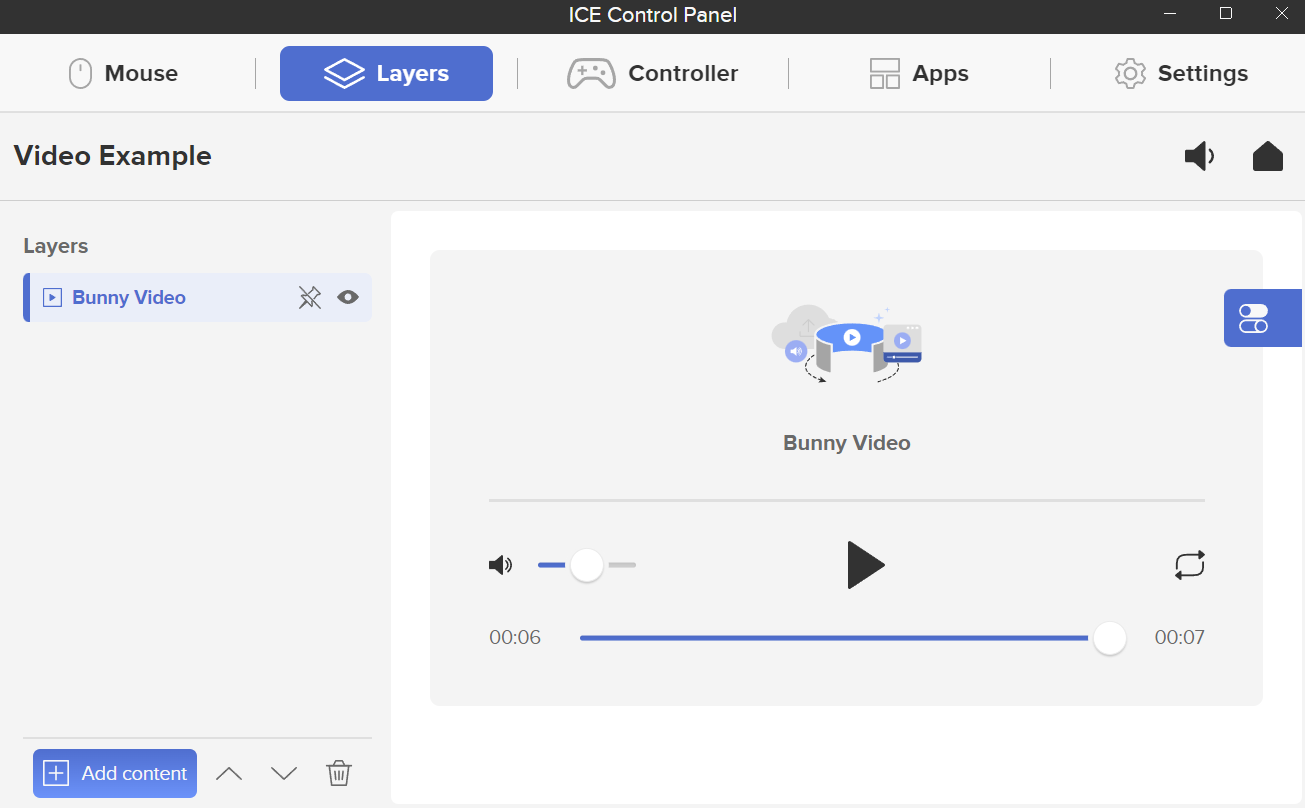 Control Panel UI - Layers Tab